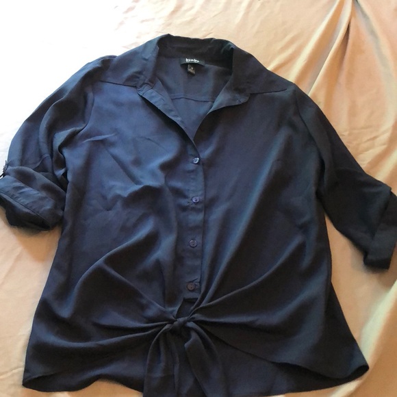 Tops | Navy Blue Sheer Shirt | Poshmark